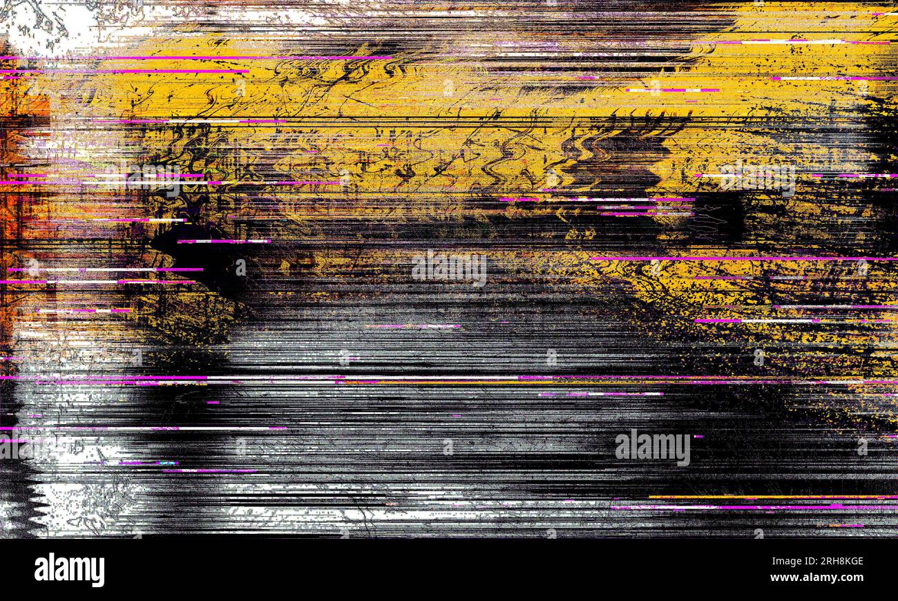 Abstract grunge wallpaper damaged your screen. Yellow glitch noise on a ...