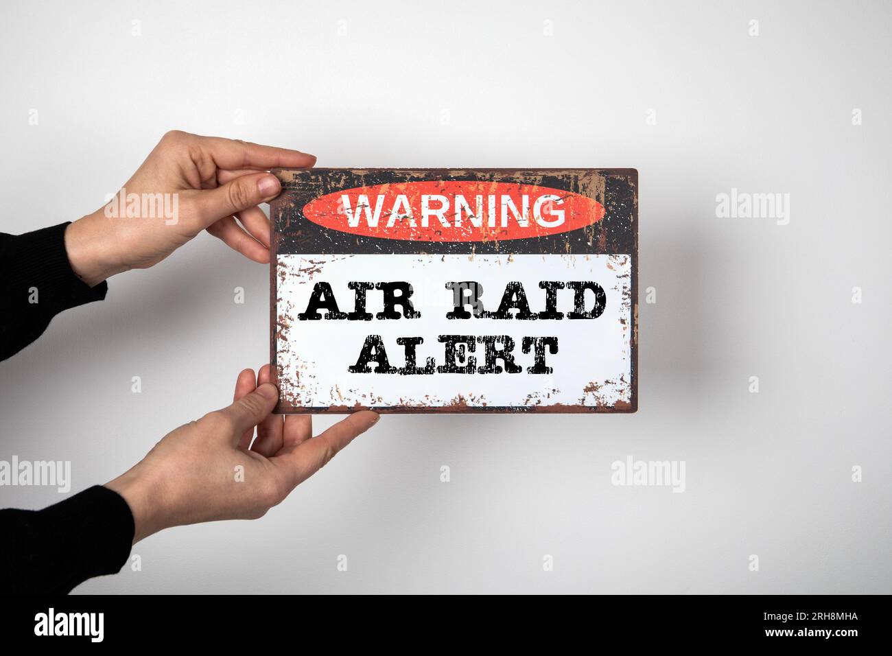 Air raid alert Warning Concept. Warning sign on a white background ...