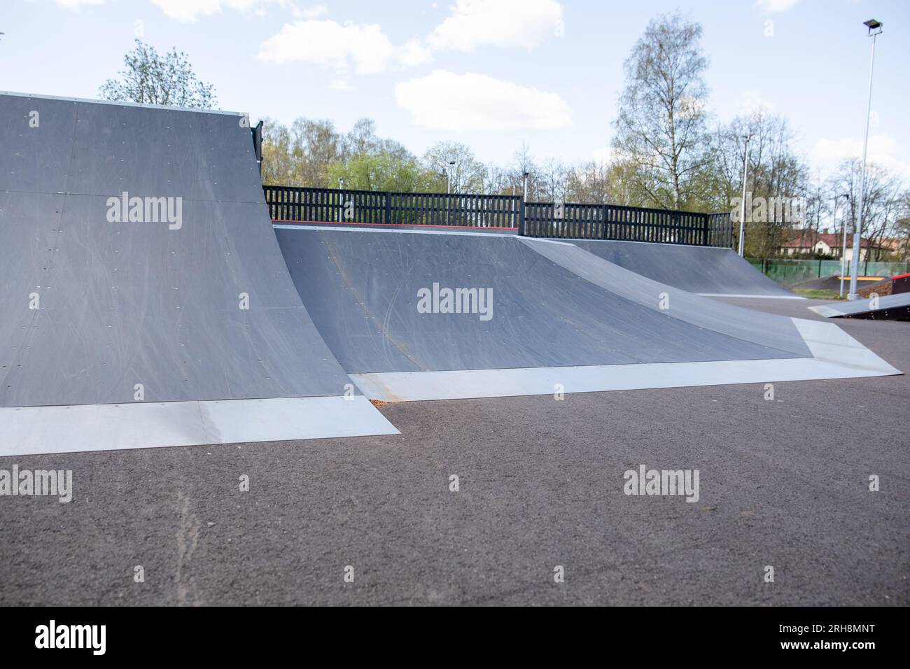 Extreme sports ramps in the city park Stock Photo - Alamy