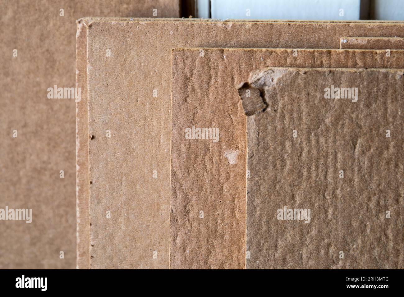 Wood fibre board, construction and insulation boards. Construction site ...