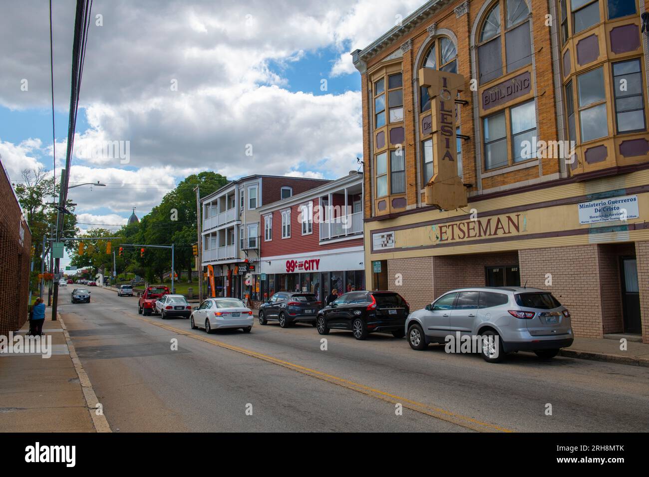 Historic commercial buildings on Broad Street in historic city center ...