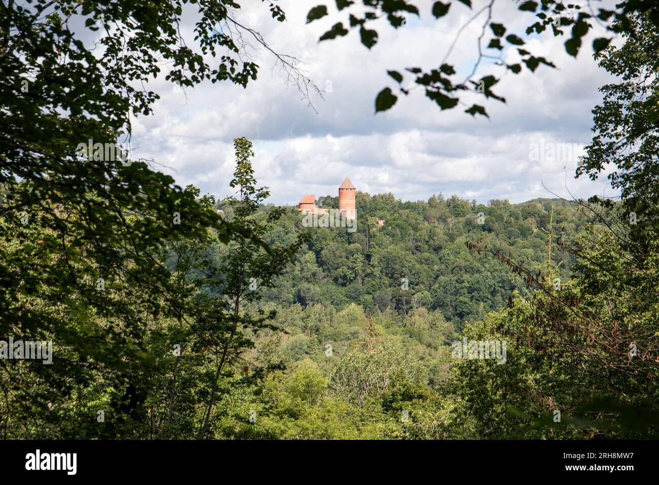 Red brick medieval castle. Beautiful view of nature Stock Photo - Alamy