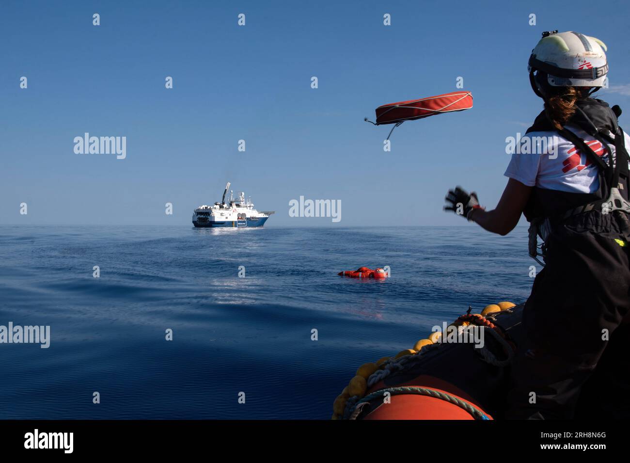 Mediterranean Sea, Italy. 14th Aug, 2023. A member of Doctor without ...