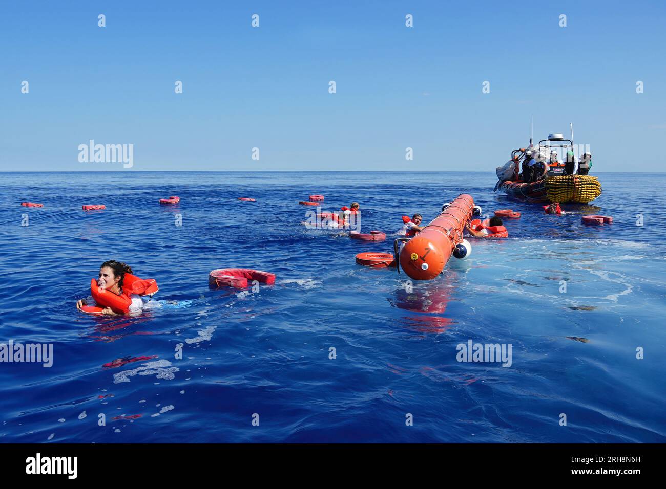 Mediterranean Sea, Italy. 14th Aug, 2023. Doctors Without Borders team ...