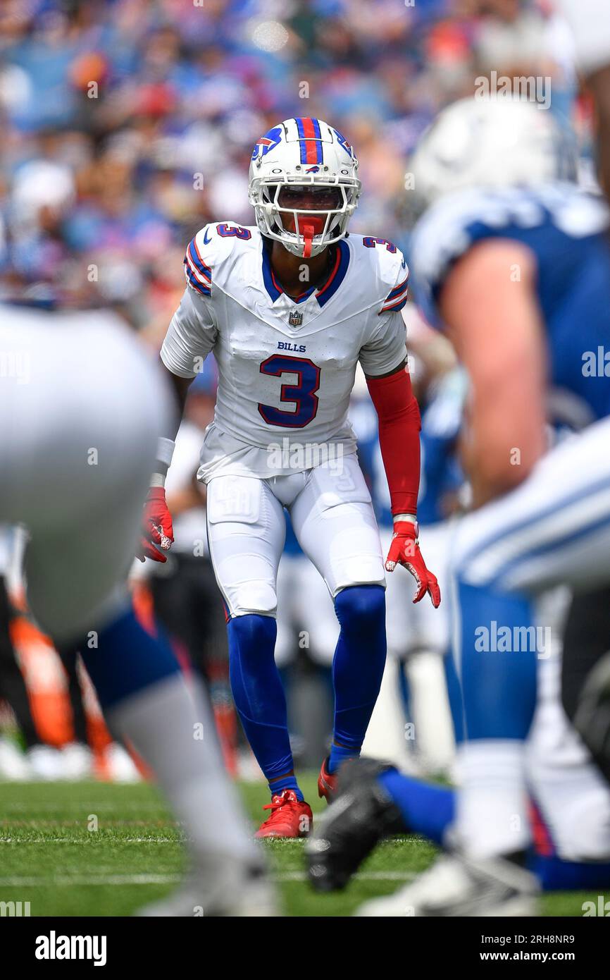 Buffalo Bills safety Damar Hamlin (3) lines up during the first half an ...