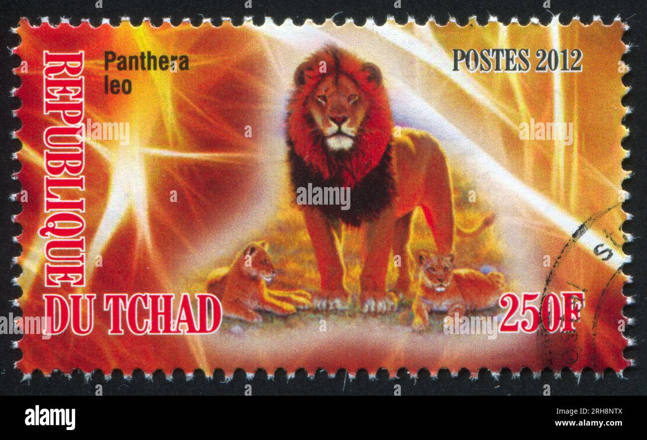 CHAD - CIRCA 2012: stamp printed by Chad, shows Lion, circa 2012 Stock ...