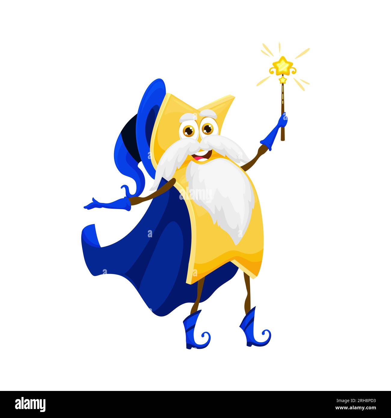 Cartoon Halloween korte tagliatelle pasta wizard mage character. Old ...