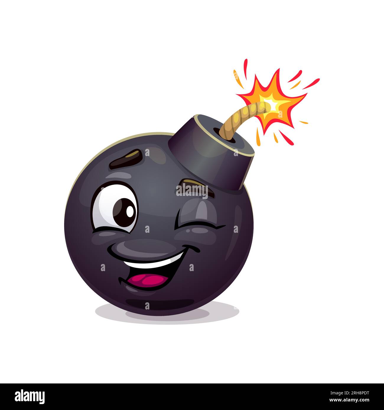 Cartoon bomb character. Explosive, weapon personage with a mischievous ...