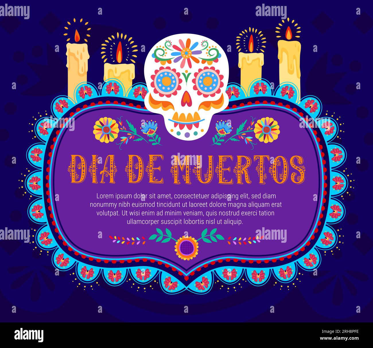 Dia de los muertos mexican holiday banner frame with day of the dead ...
