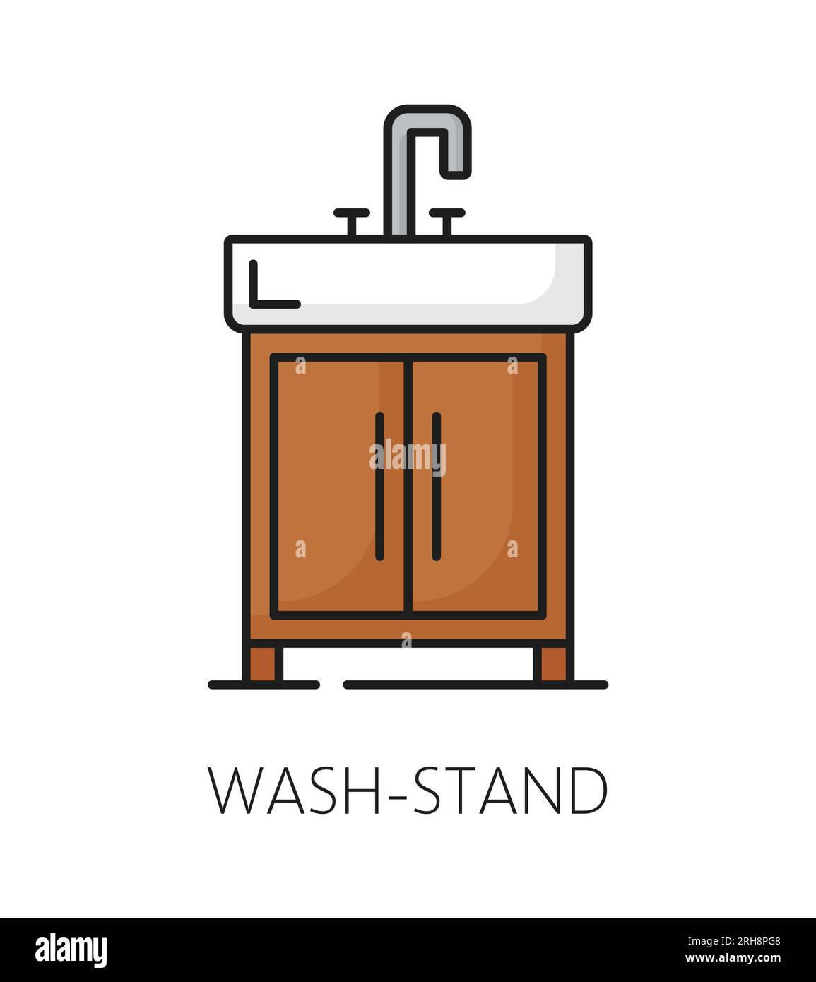Wash stand, furniture icon for home room interior design element ...