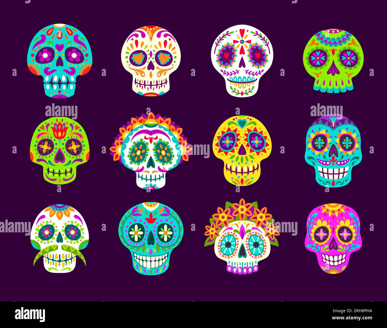 Dia de los muertos mexican calavera sugar skulls. Day of the dead ...