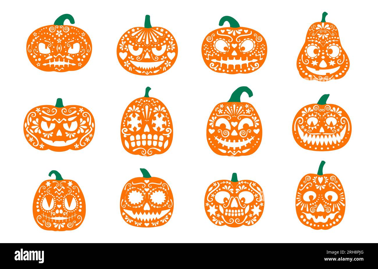 Halloween mexican pumpkins, dia de los muertos holiday or day of the ...