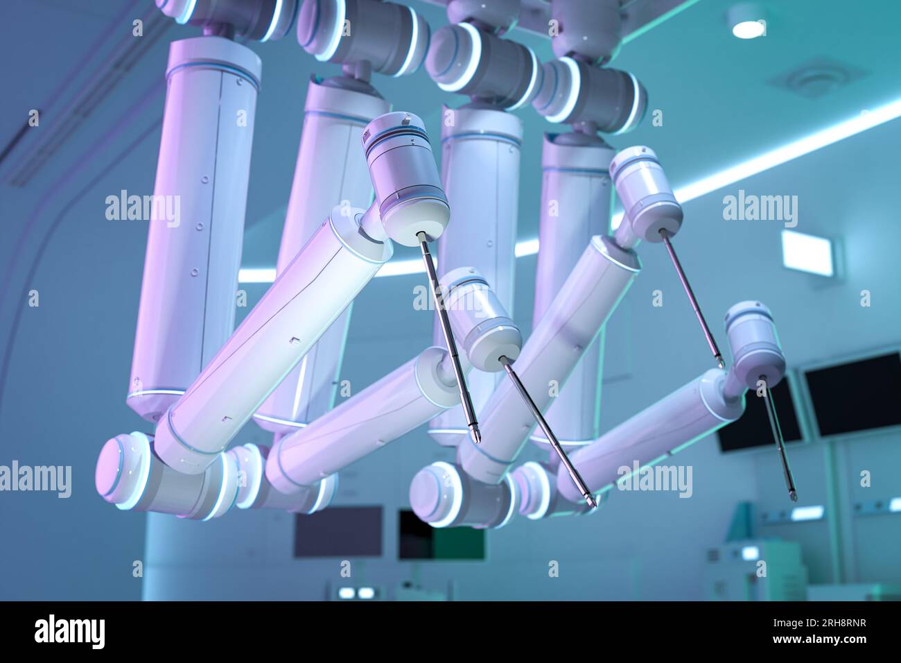 3d rendering close up robotic assisted surgery in surgery room Stock ...
