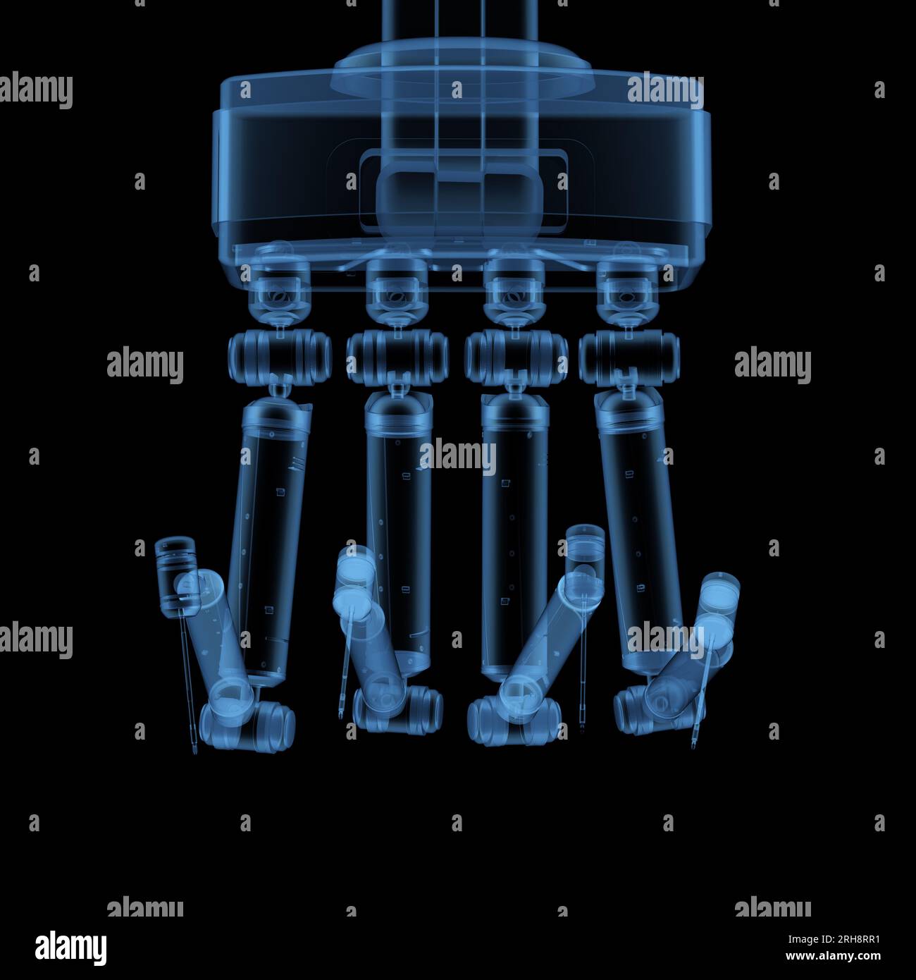 3d rendering x-ray robotic assisted surgery machine isolated on black ...