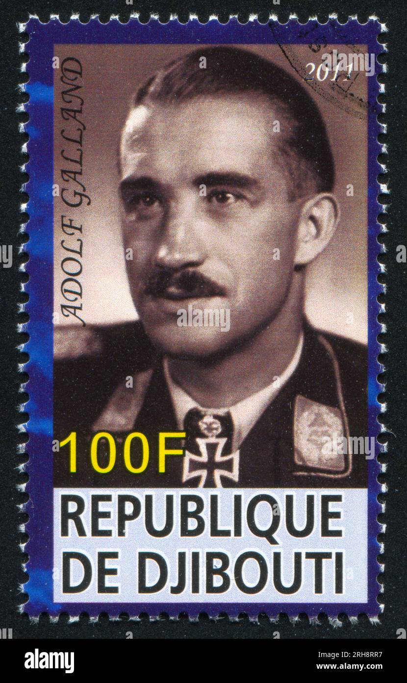 DJIBOUTI - CIRCA 2011: stamp printed by Djibouti, shows Adolf Galland ...