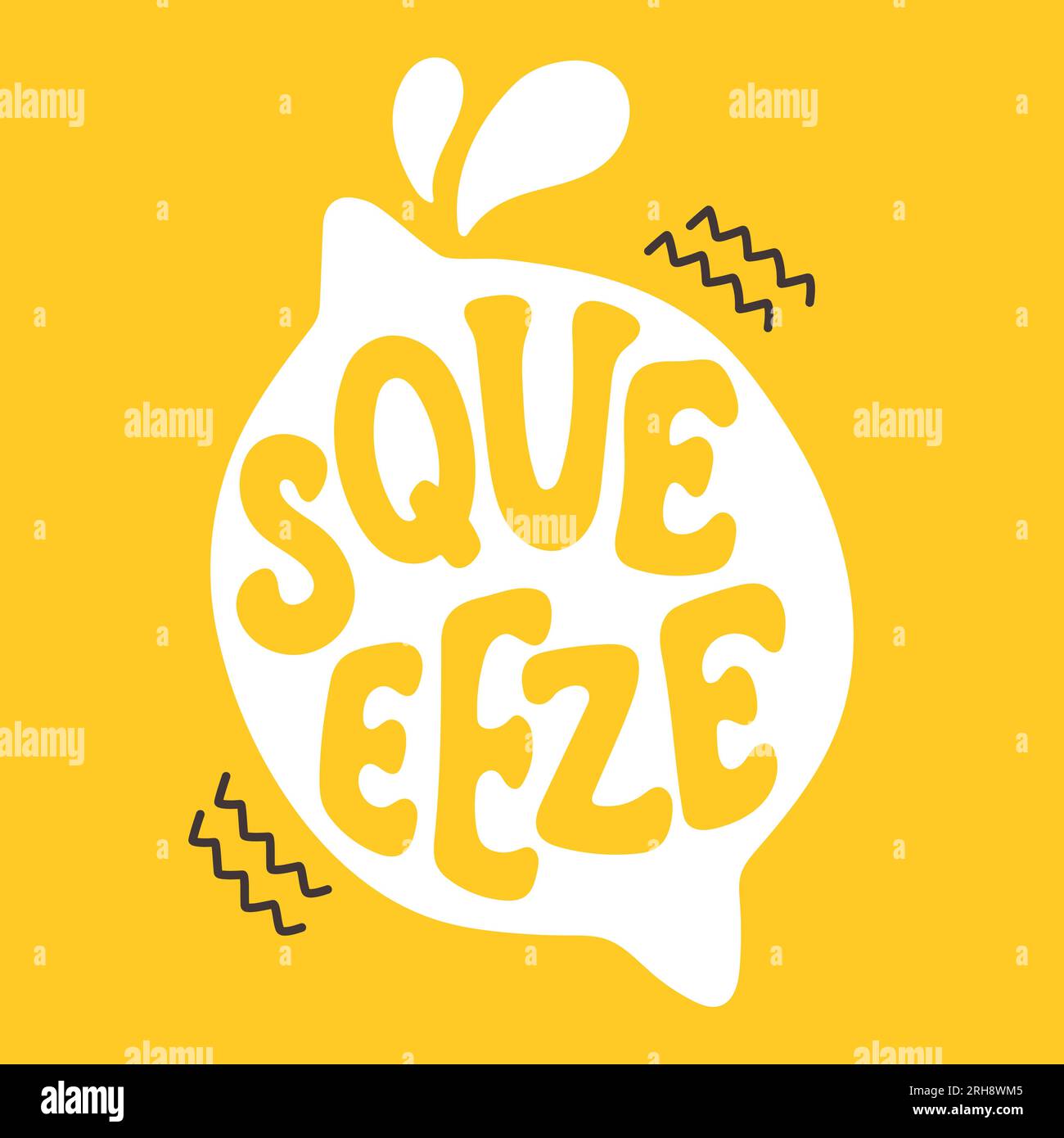 Lemonade lettering in lemon silhouette Squeeze on yellow background ...