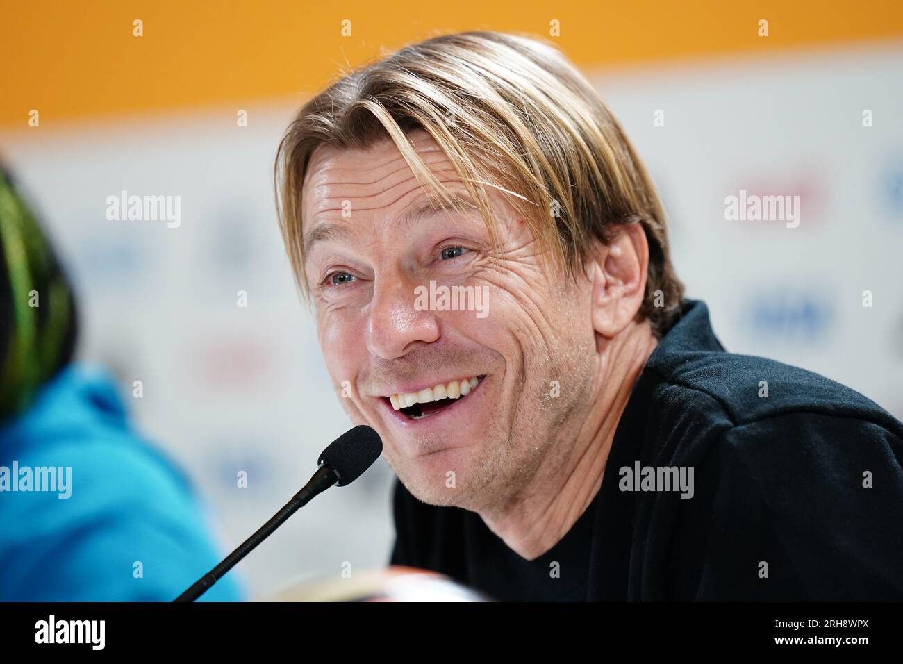 Australia Head Coach Tony Gustavsson talks during a press conference at ...