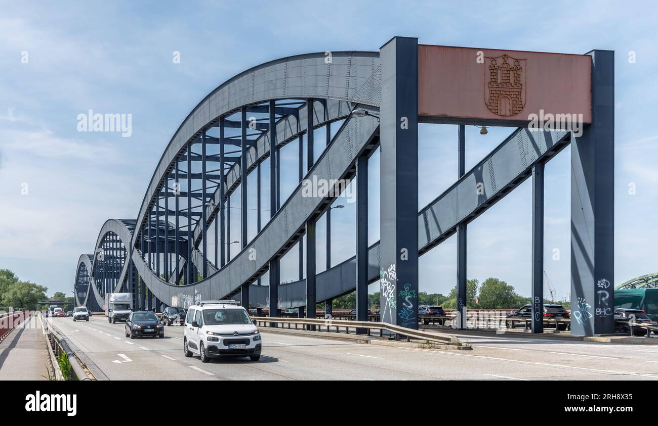 Hamburg, Germany. 31st May, 2023. The New Elbe Bridge connects the ...