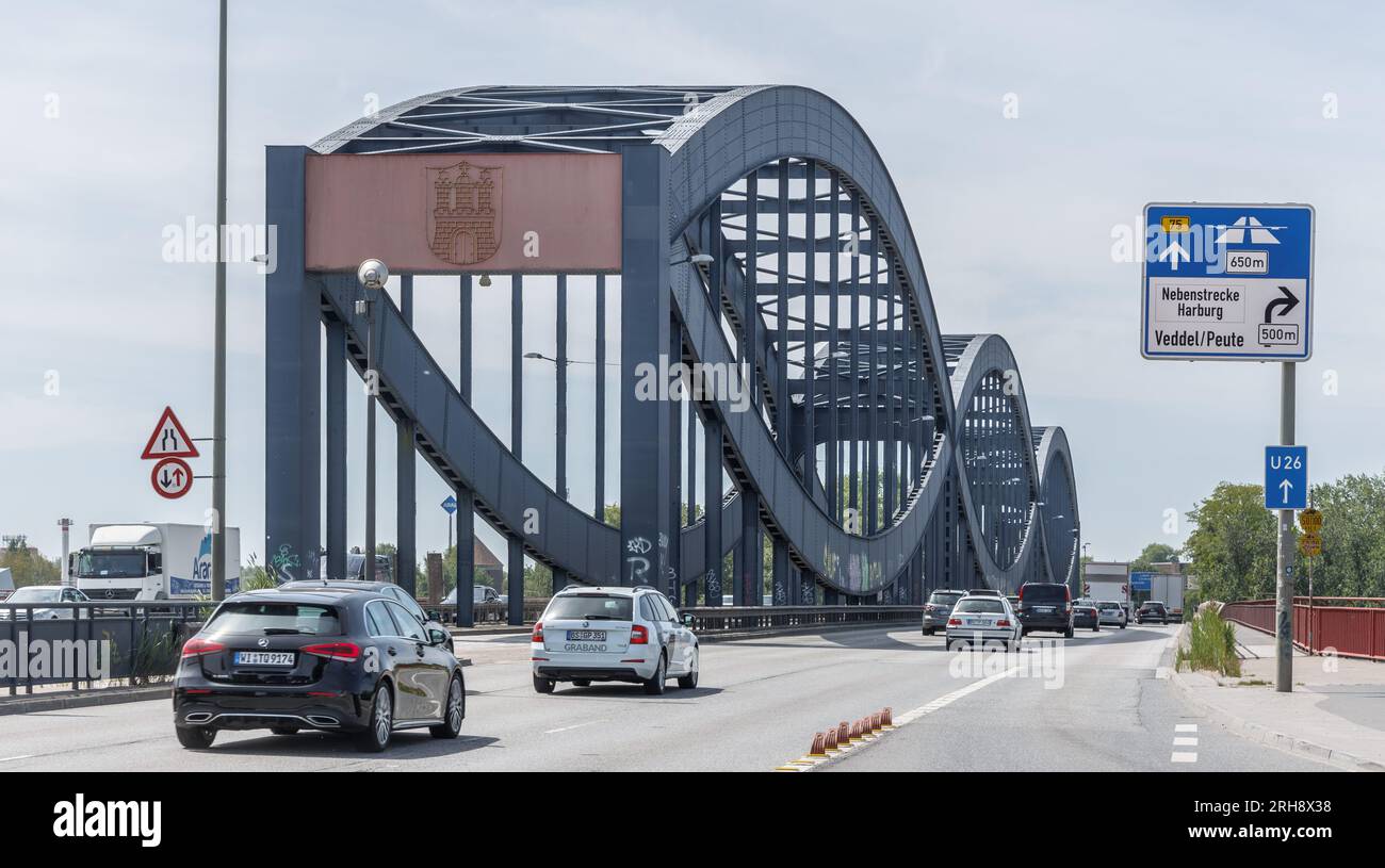 Hamburg, Germany. 31st May, 2023. The New Elbe Bridge connects the ...