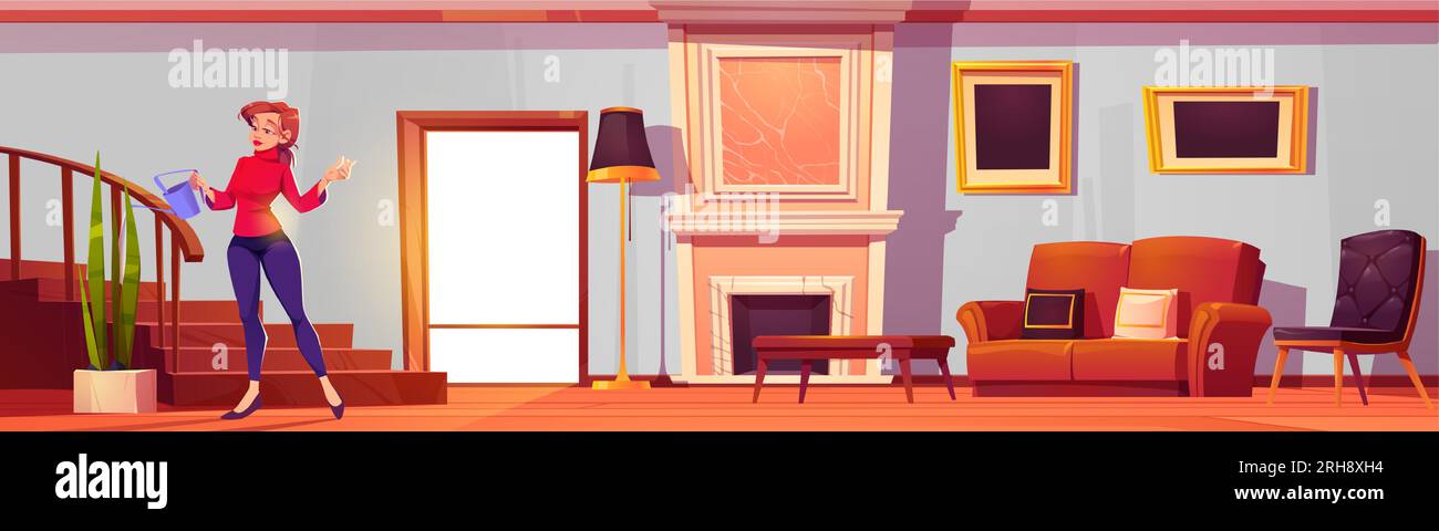 Girl stairs old house Stock Vector Images - Alamy