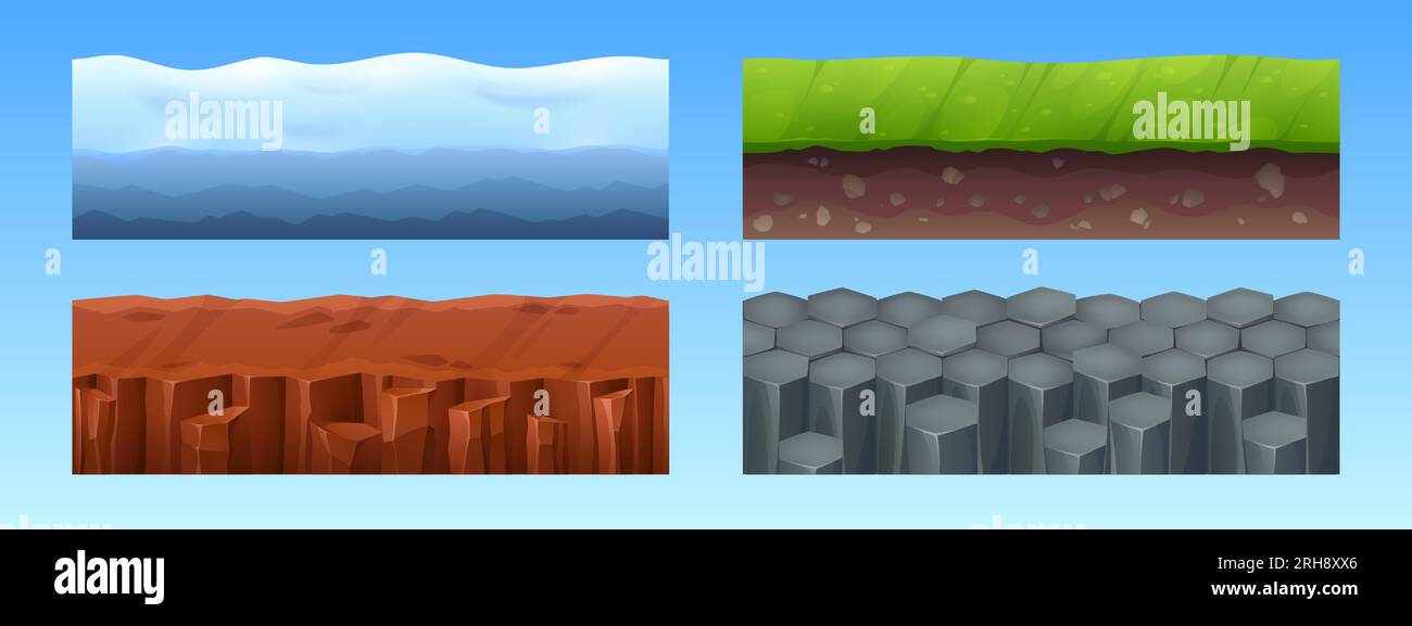 Game seamless ground and underground layer with water or ice, soil ...