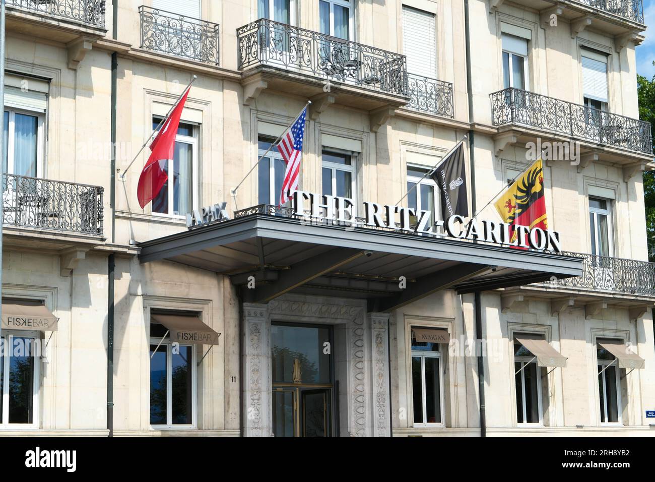 Geneva, switzerland. August 13. 2023. Famous Ritz Carlton hotel de la ...