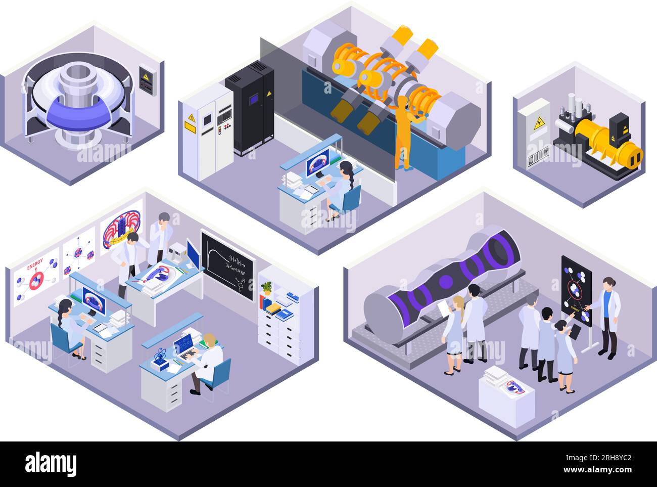 Nuclear energy fusion fission isometric set of isolated platforms with ...