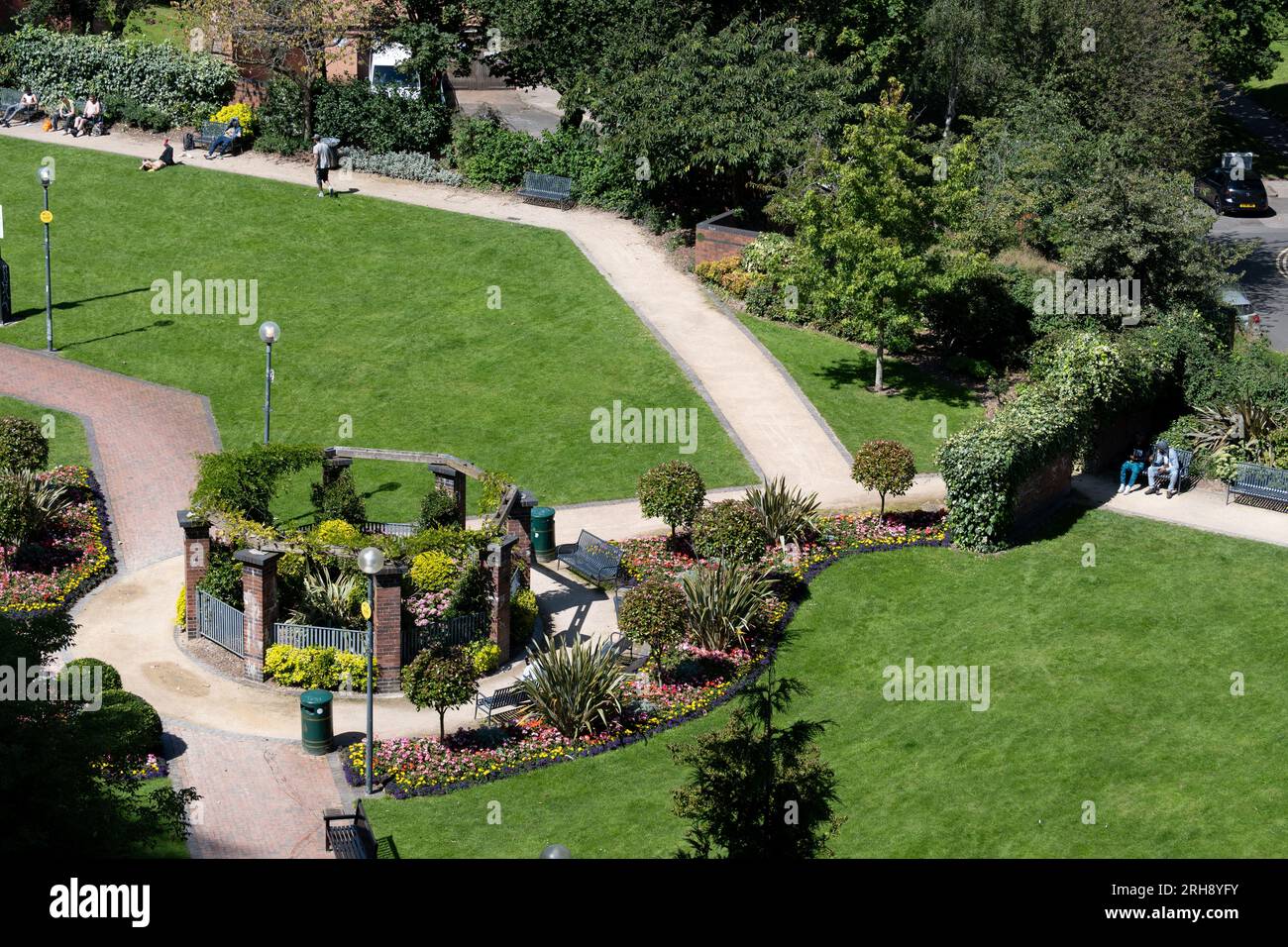 City Centre Gardens from the library roof, Birmingham, West Midlands ...