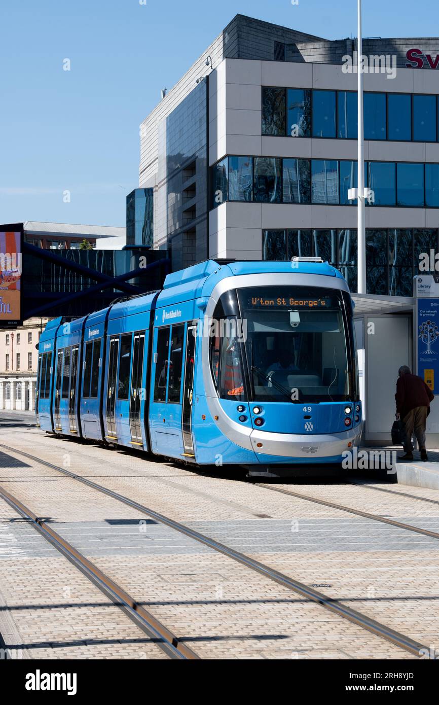 West Midlands Metro tram in Centenary Square, Birmingham, UK Stock ...