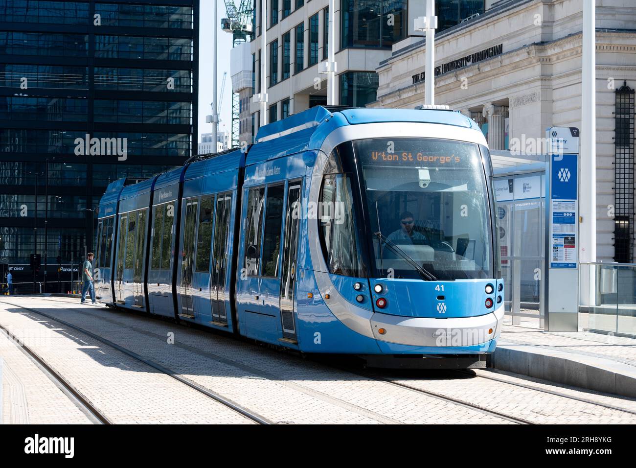 West Midlands Metro tram in Centenary Square, Birmingham, UK Stock ...