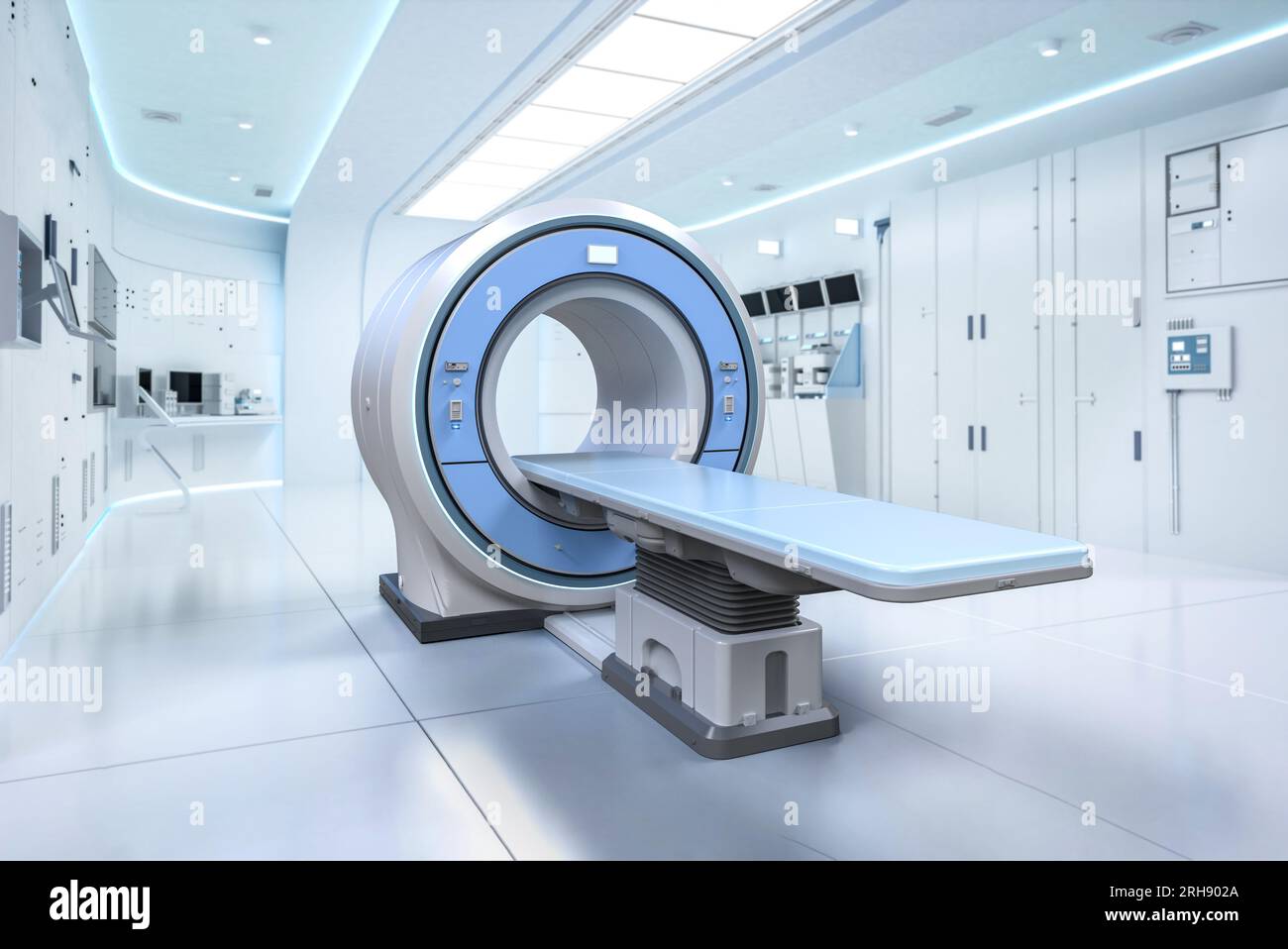 Hospital radiology room with 3d rendering mri scanner machine Stock ...