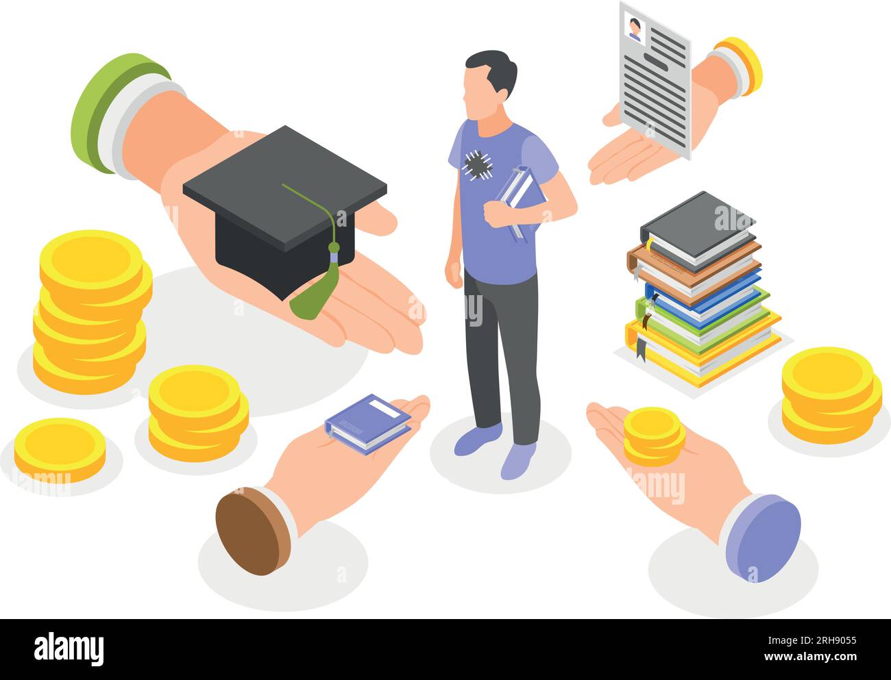 Social insurance isometric composition with poor man getting welfare ...