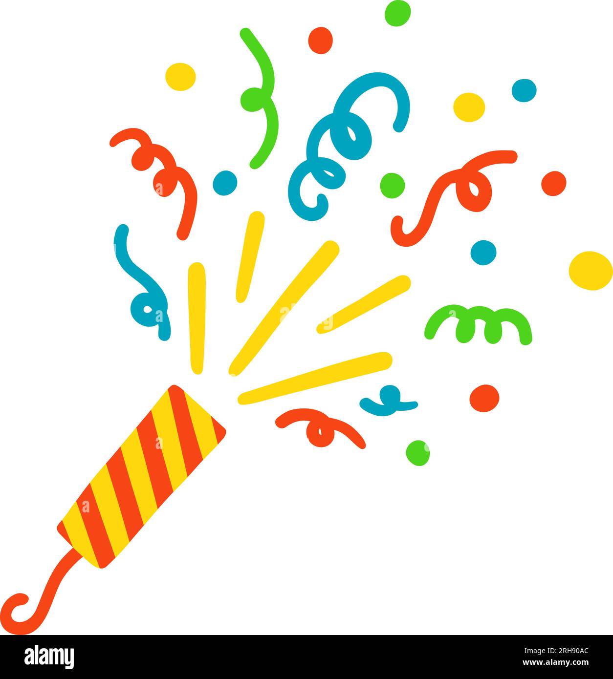 Exploding party popper. Cracker with colorful confetti. Festive ...