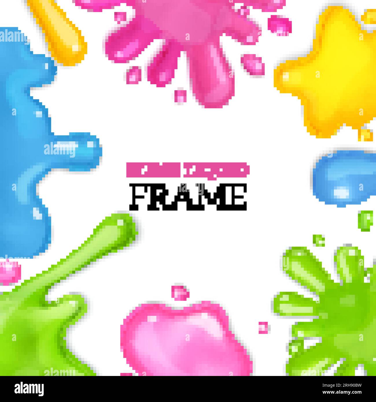 Realistic slime frame with colorful liquid blotches isolated vector ...