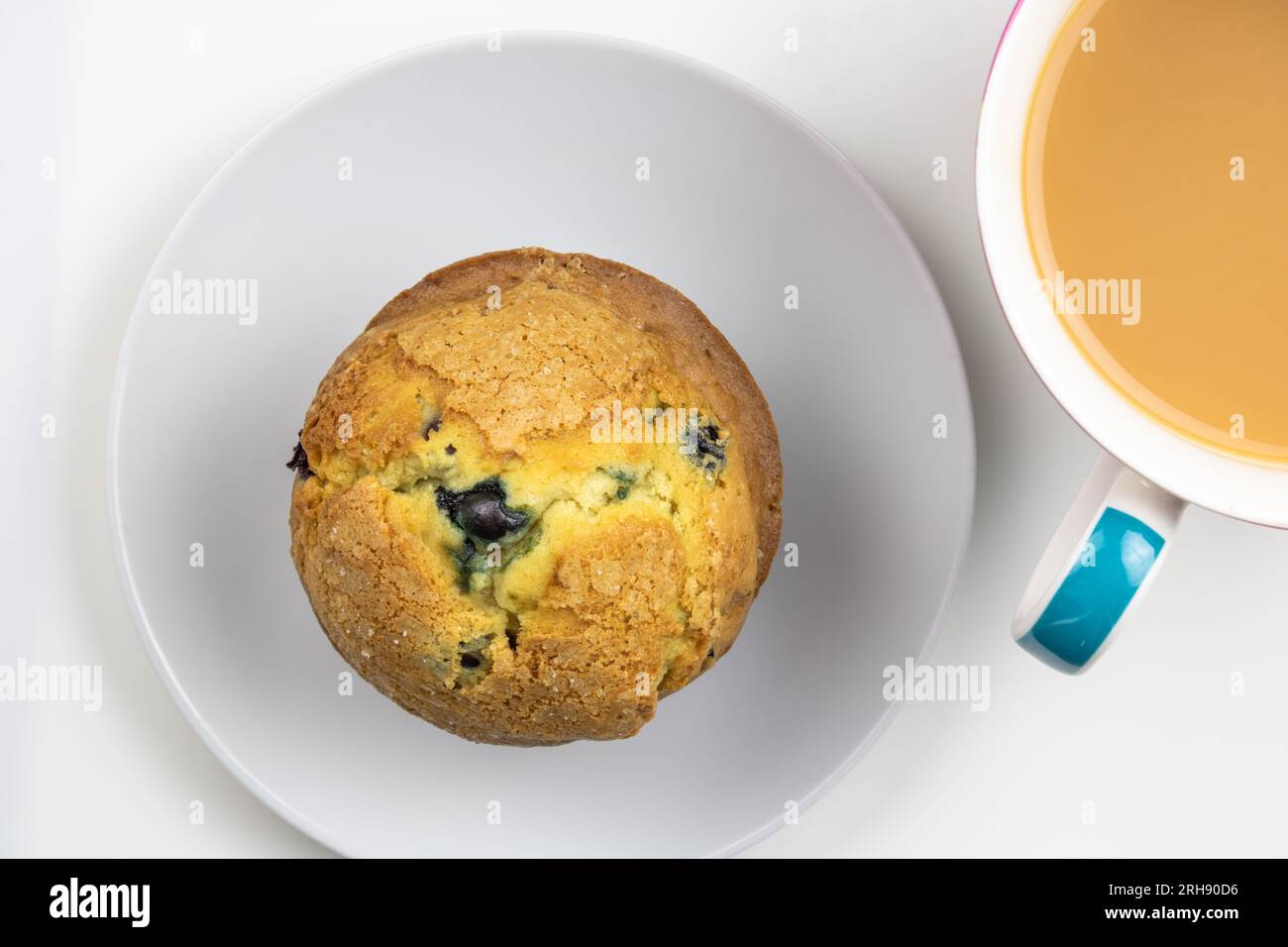Blueberry muffin for tea - overhead studio shot Stock Photo - Alamy