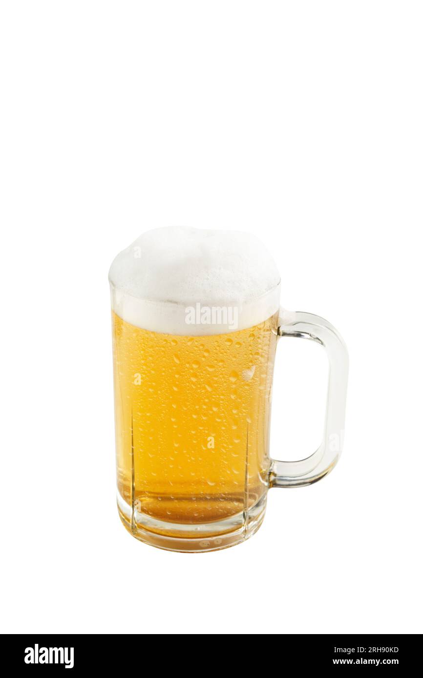 The glass of cold beer isolated over white background Stock Photo - Alamy