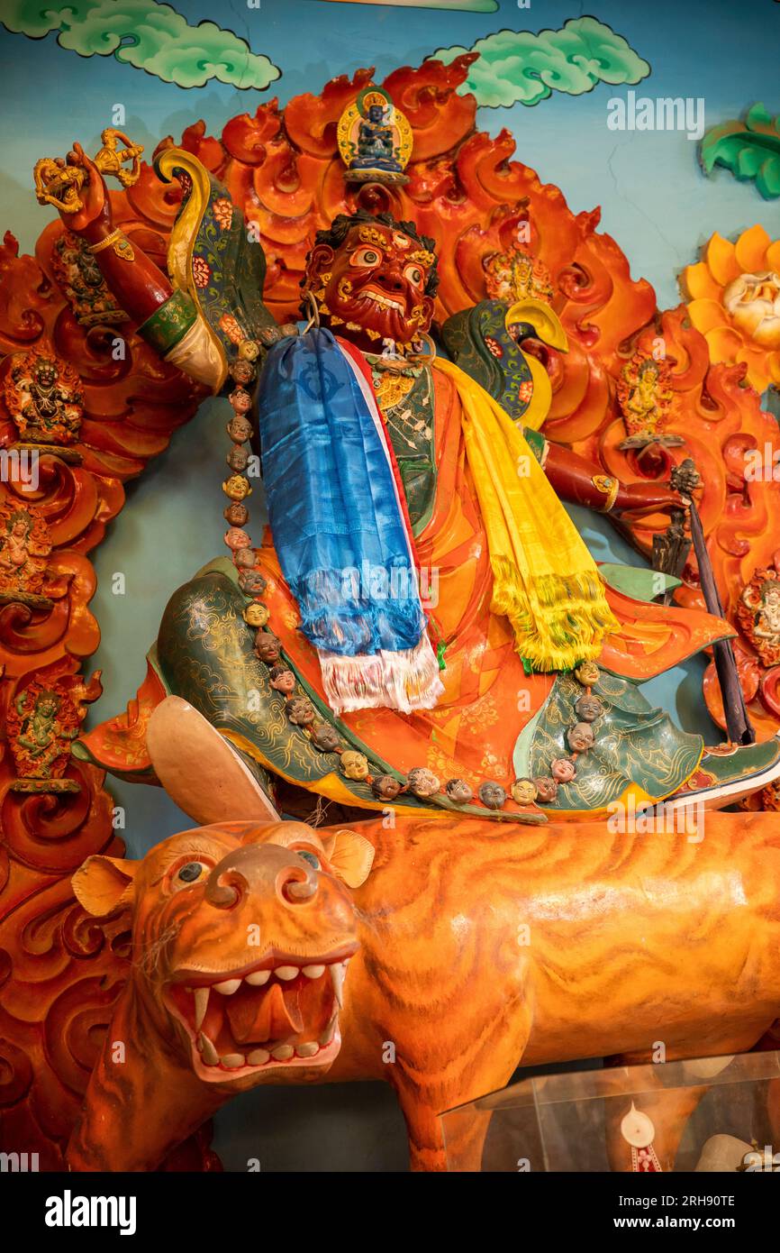 India, Ladakh, Leh Valley, Sakti, Takthok, monastery Prayer Hall ...