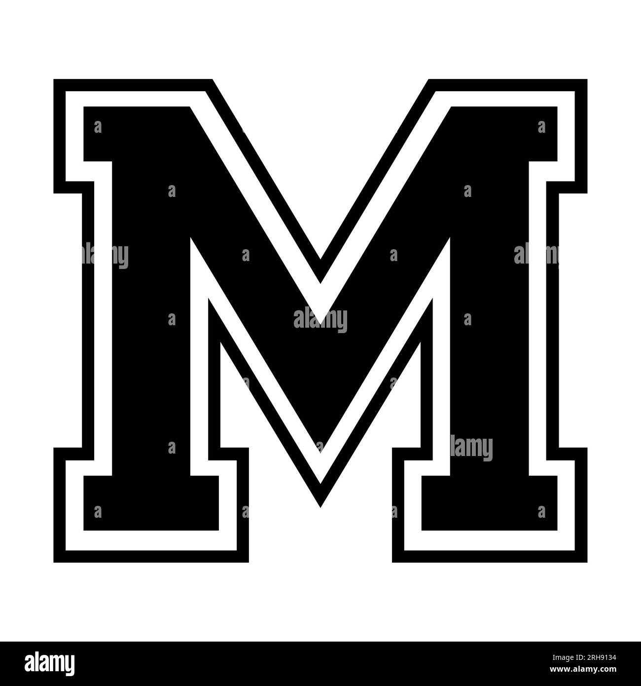 M letter college sports jersey font on white background. Isolated illustration Stock Photo - Alamy