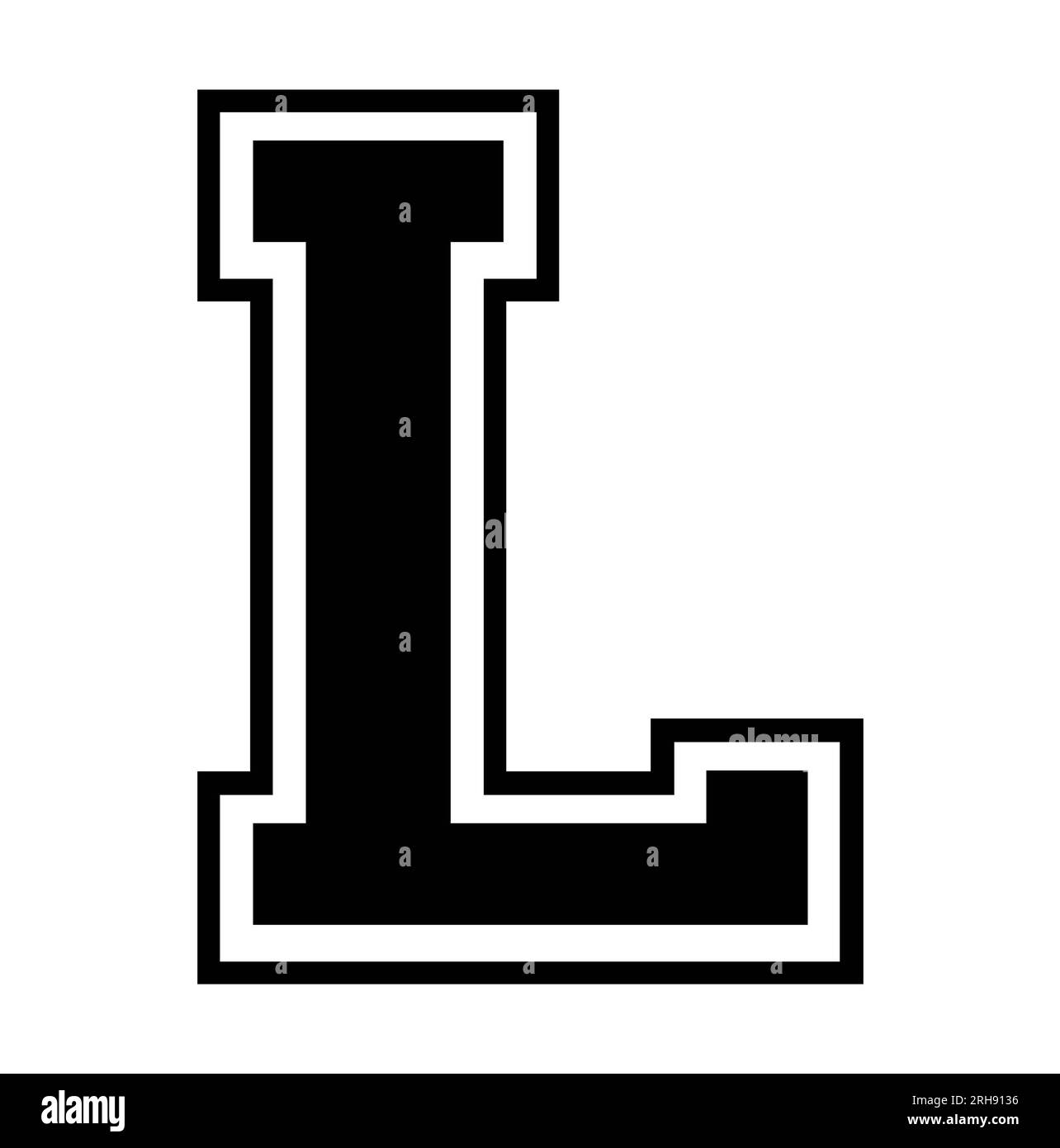 L letter college sports jersey font on white background. Isolated ...