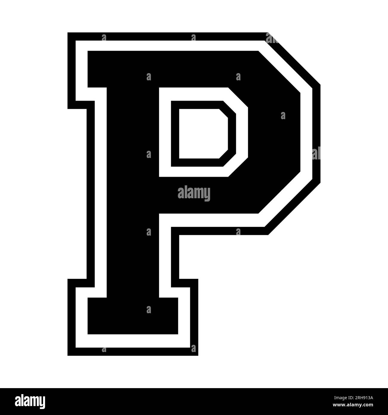 P letter college sports jersey font on white background. Isolated ...
