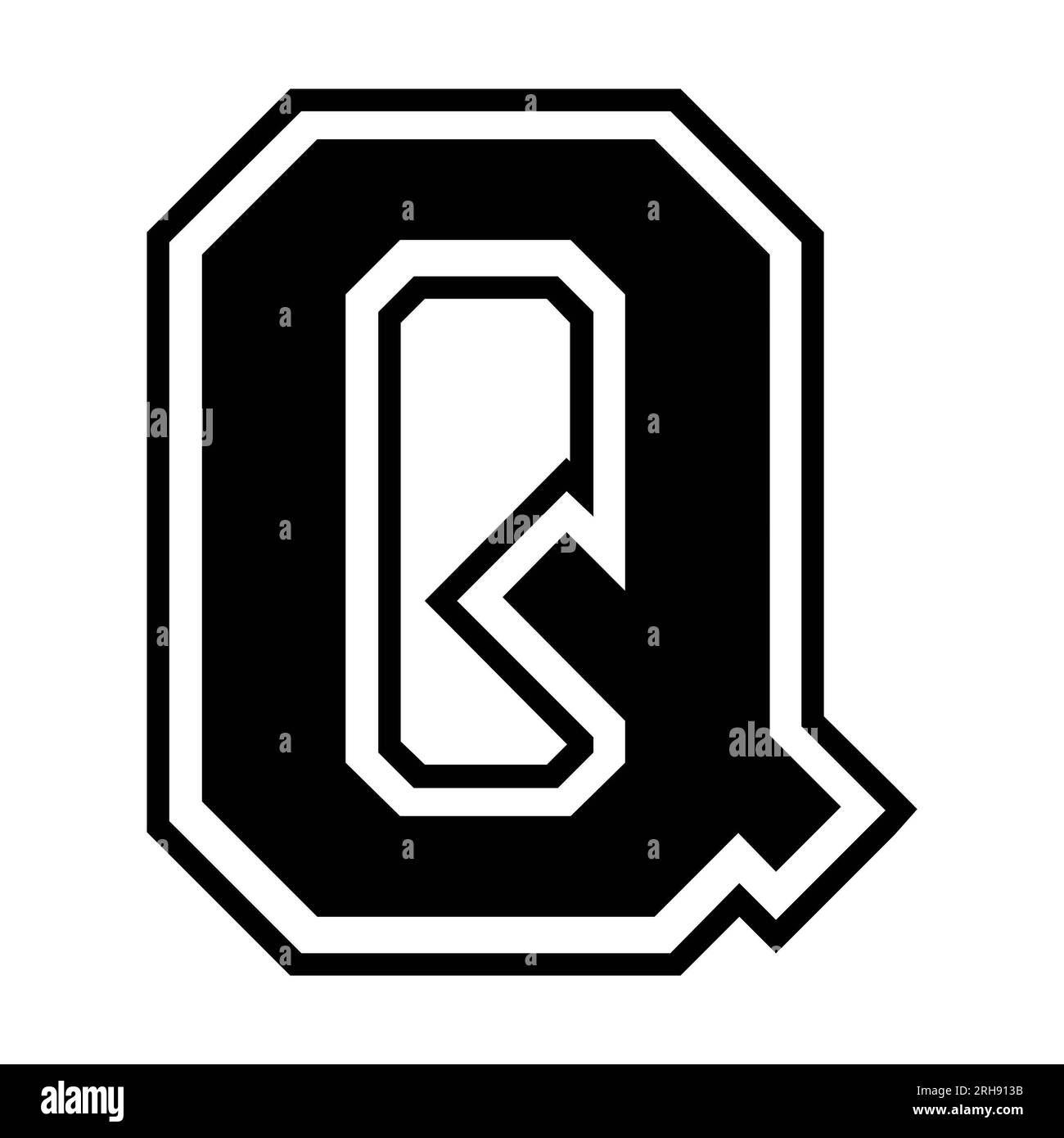 Q letter college sports jersey font on white background. Isolated ...