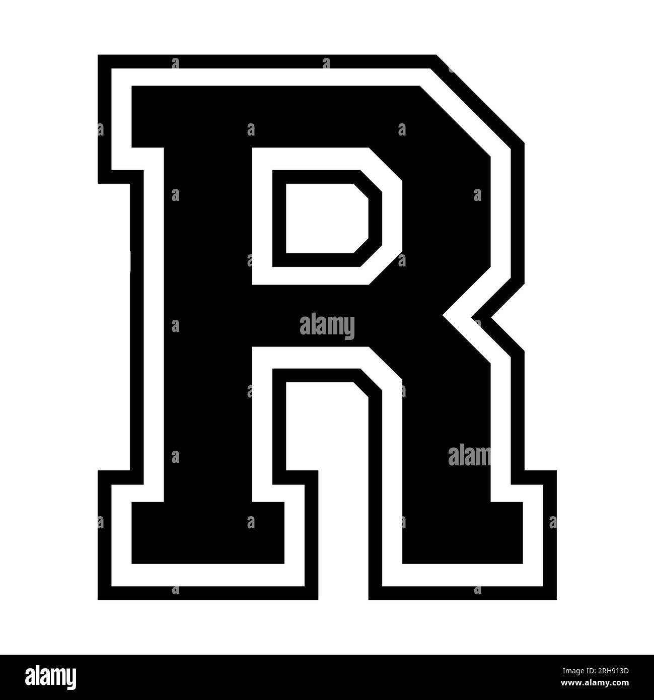 R letter college sports jersey font on white background. Isolated ...