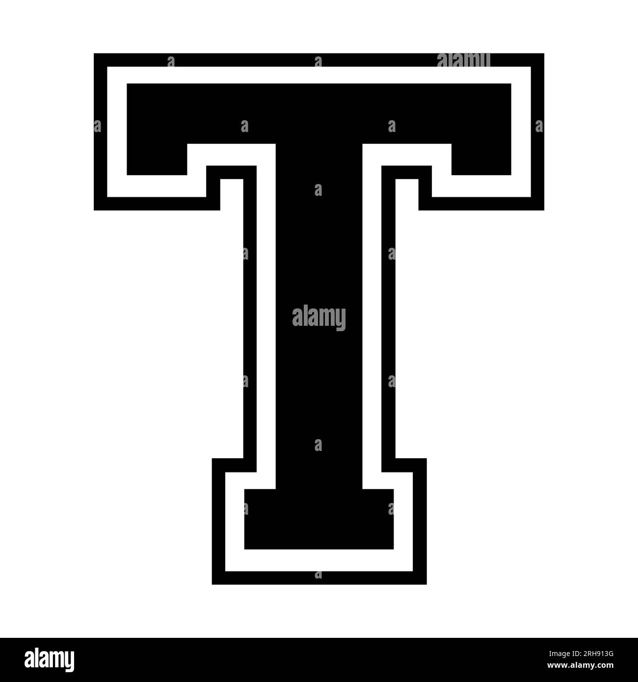 T letter college sports jersey font on white background. Isolated ...