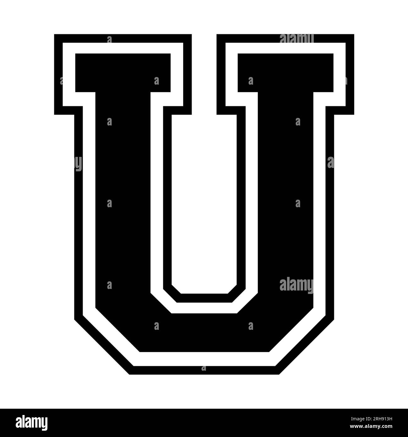 U letter college sports jersey font on white background. Isolated ...