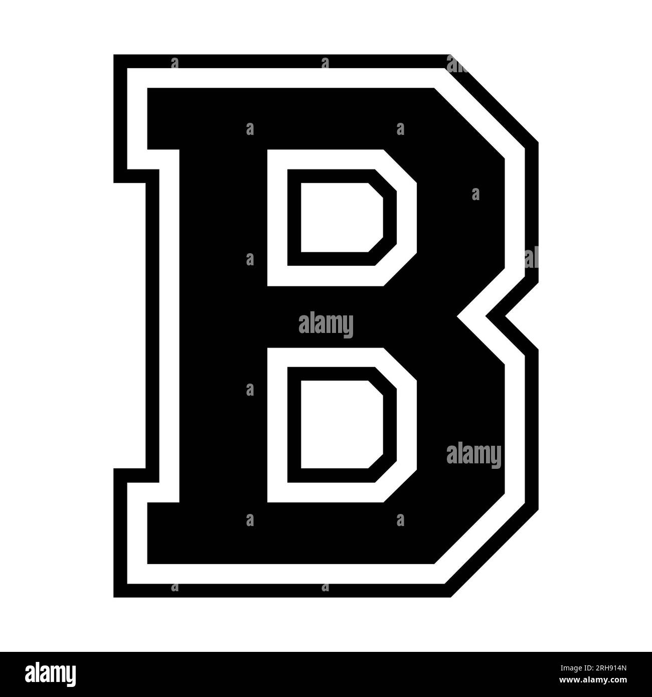 B letter college sports jersey font on white background. Isolated ...