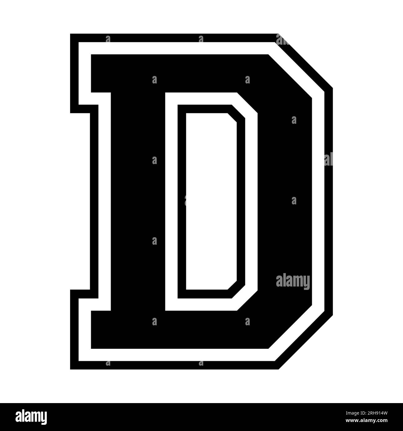D letter college sports jersey font on white background. Isolated ...