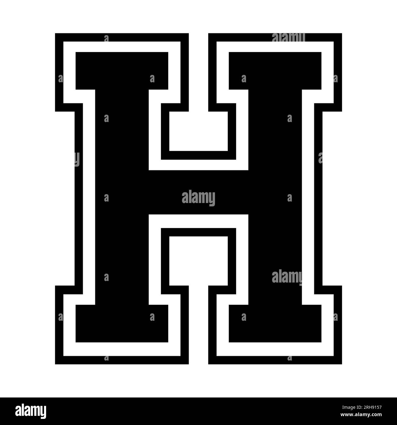 H letter college sports jersey font on white background. Isolated ...