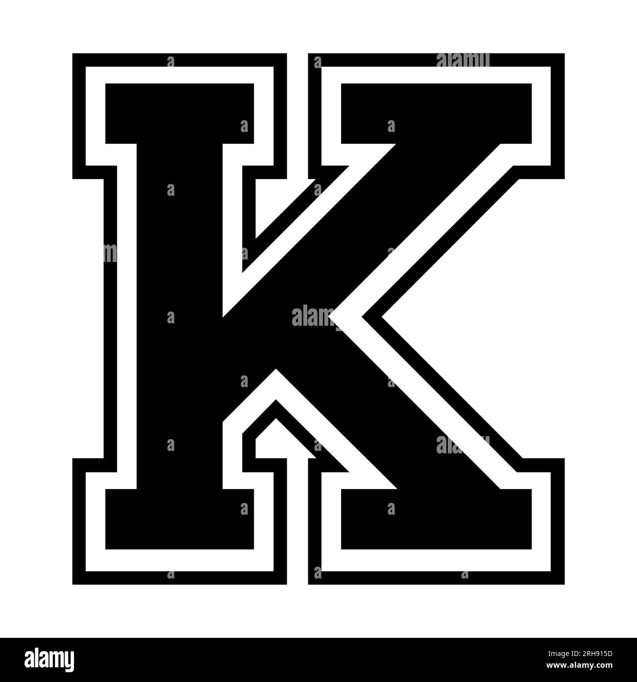 K letter college sports jersey font on white background. Isolated ...