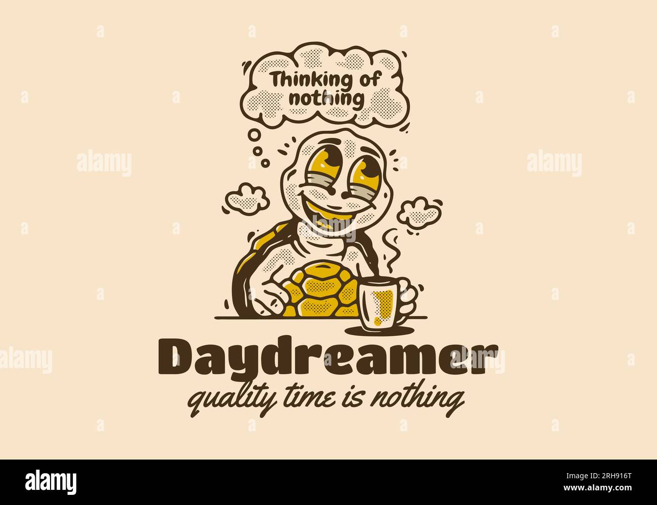 Daydreamer thinking of nothing, mascot character illustration of turtle ...