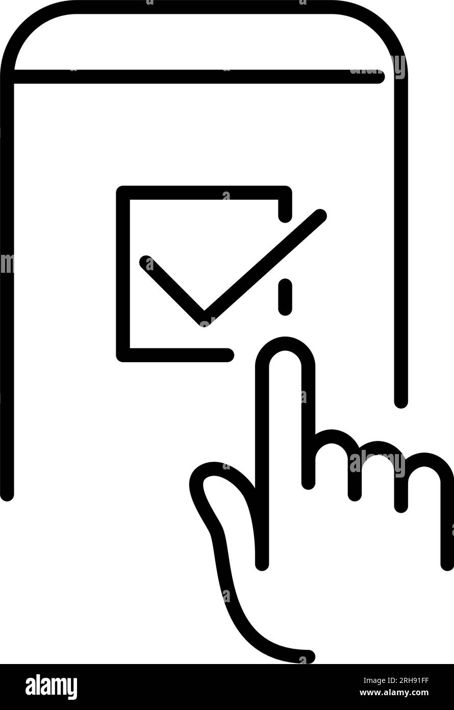 Finger tapping on check mark. Signing agreement or choosing from ...